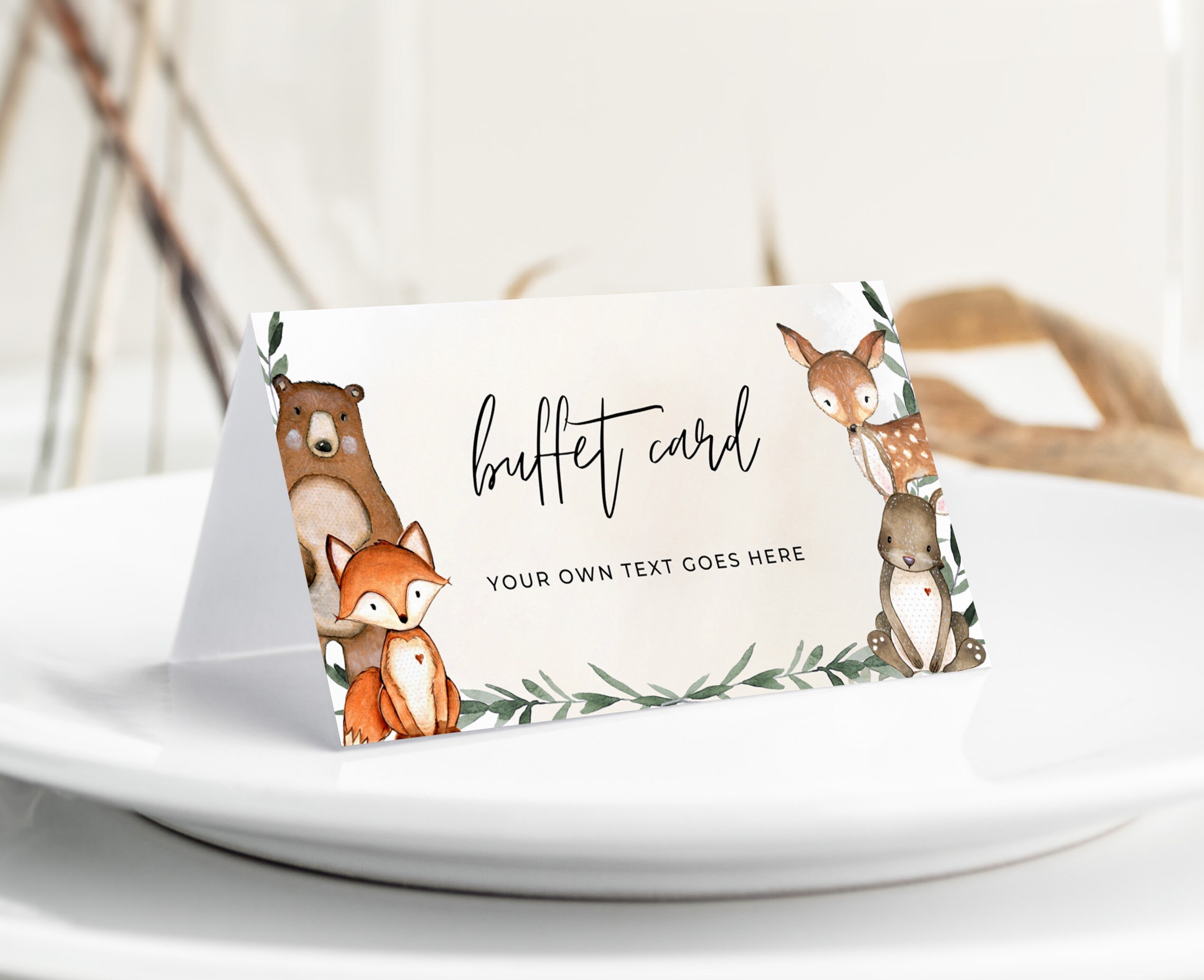 Woodland Food Labels Template Woodland Buffet Card Forest - Etsy