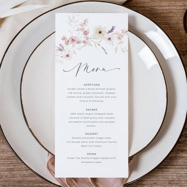 Floral Menu - Etsy