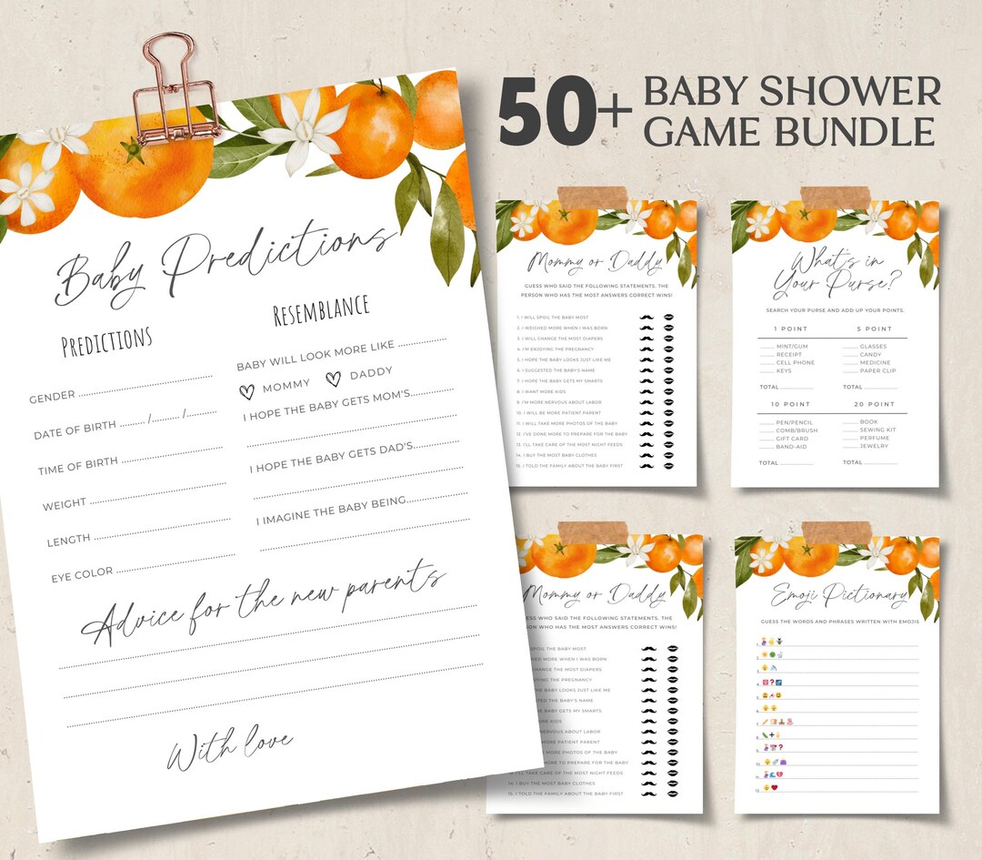 Citrus Baby Shower Games Bundle: Editable Orange Theme (printable) - Etsy