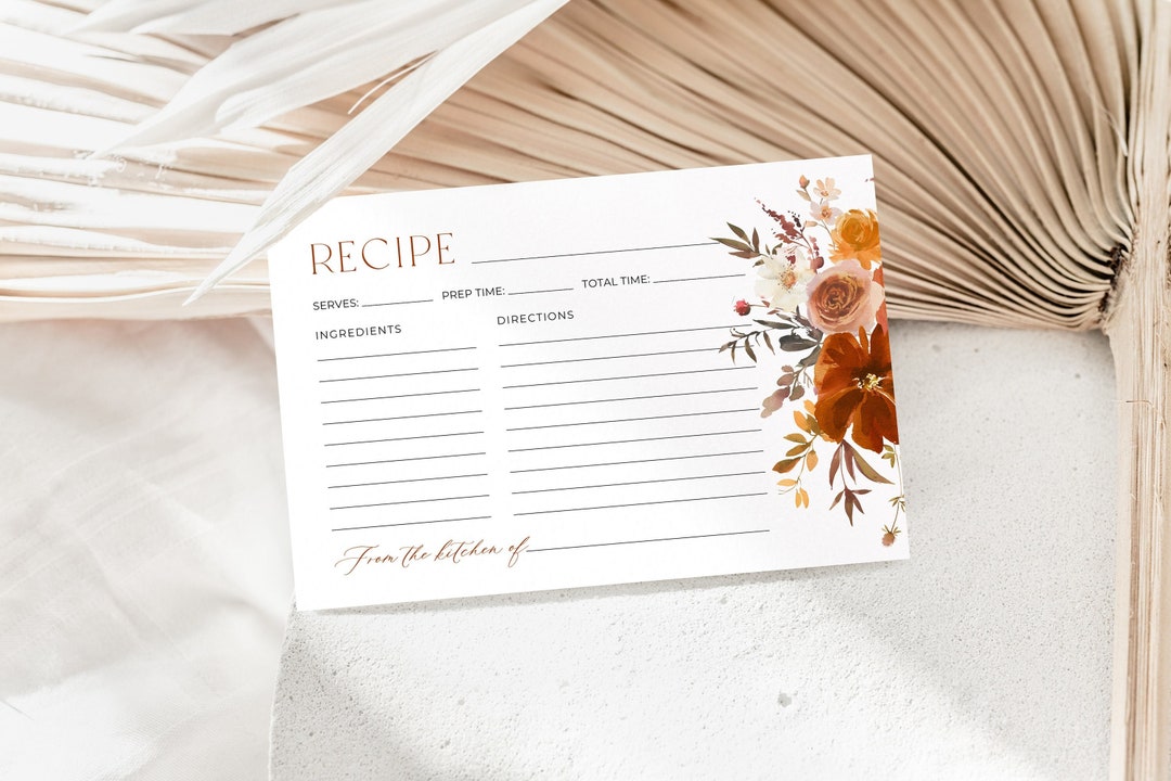 Fall Recipe Card Template, Terracotta Recipe Card, Printable Recipe ...