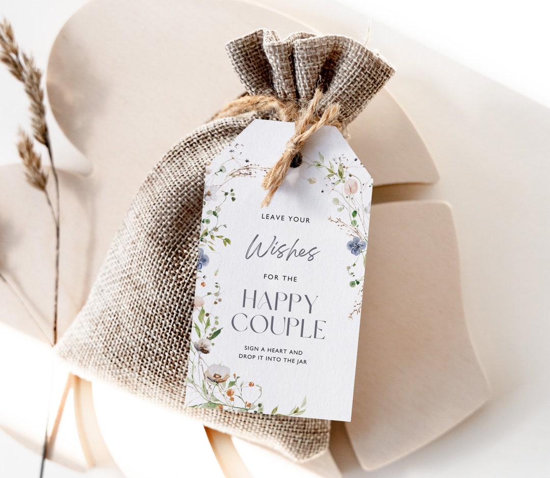 Leave Your Wishes Tag Template, Sign a Heart Tag, Wildflower Well ...