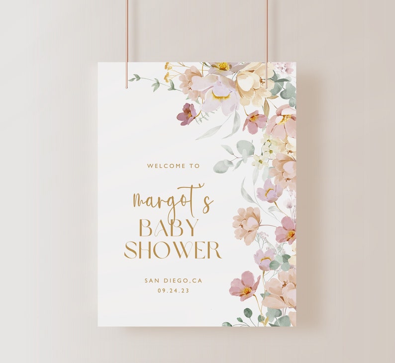 Baby in Bloom Baby Shower Welcome Sign, Wildflowers Welcome Sign ...