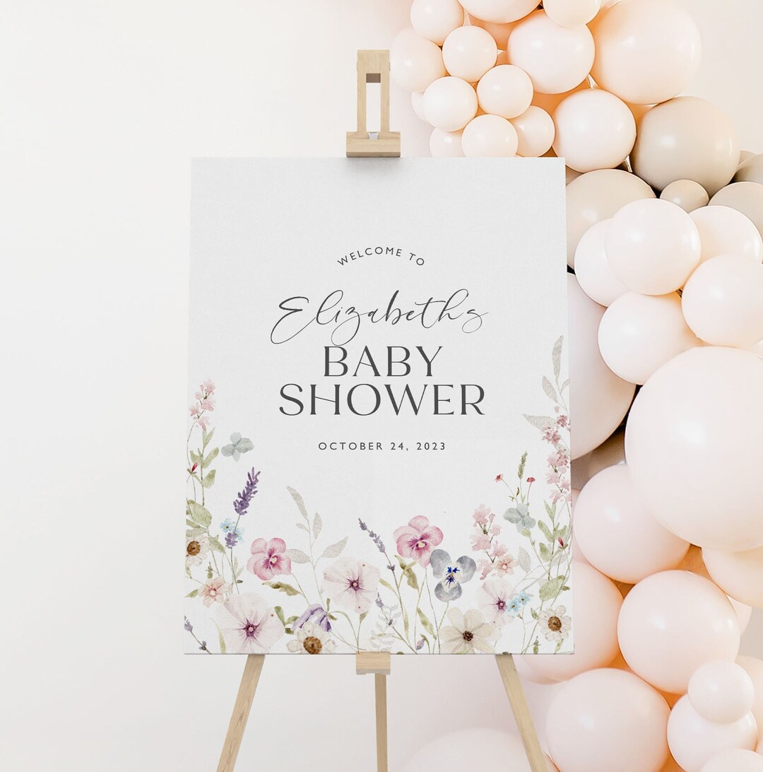 Bloom Baby Shower Welcome Sign, Wildflower Baby Shower Sign, Pink ...