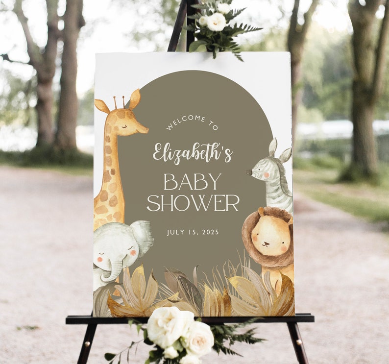 Safari Baby Shower Welcome Sign A Little Wild One Jungle - Etsy