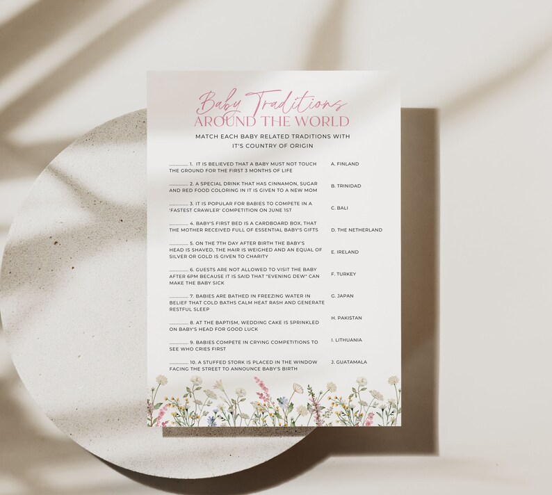 Wildflower Baby Shower Games Bundle Spring Pink Flowers Party - Etsy
