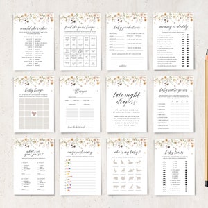 Wildflower Baby Shower Games Bundle, Spring Flowers Party Games Pack ...