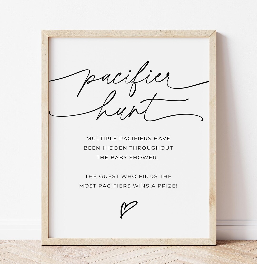 Pacifier Hunt Game, Baby Shower Sign, Pacifier Hunt Sign, Find the ...