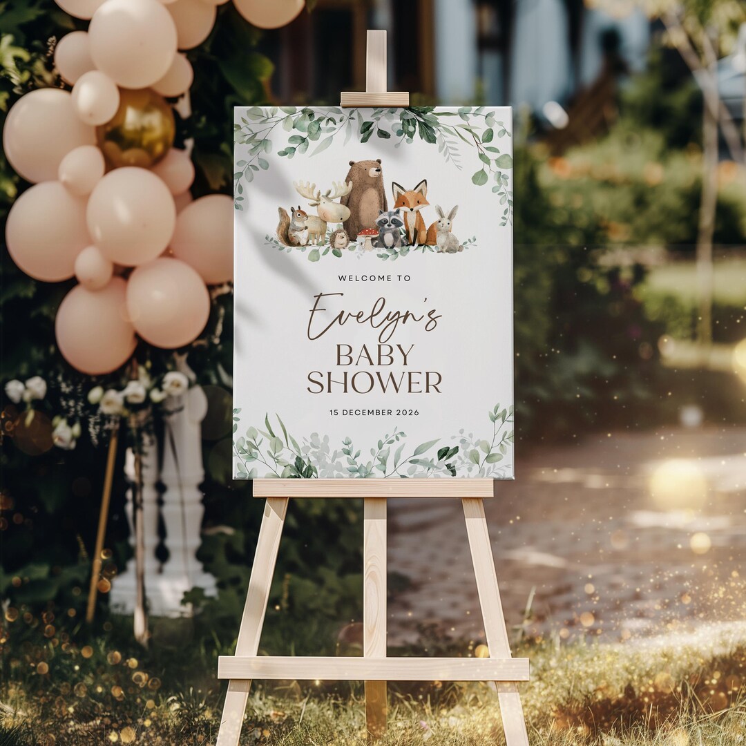 Woodland Animals Baby Shower Welcome Sign: Rustic Forest Theme ...