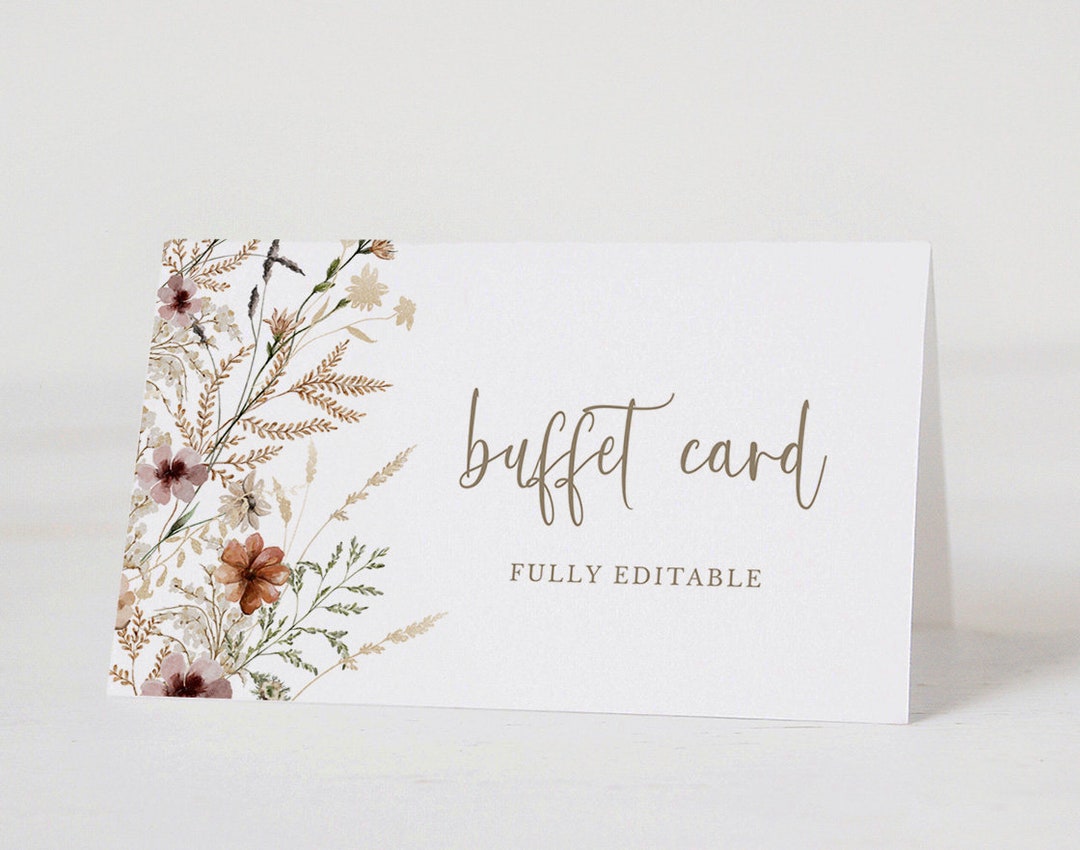 Wildflower Food Labels Template, Boho Wildflower Buffet Card, Shower ...