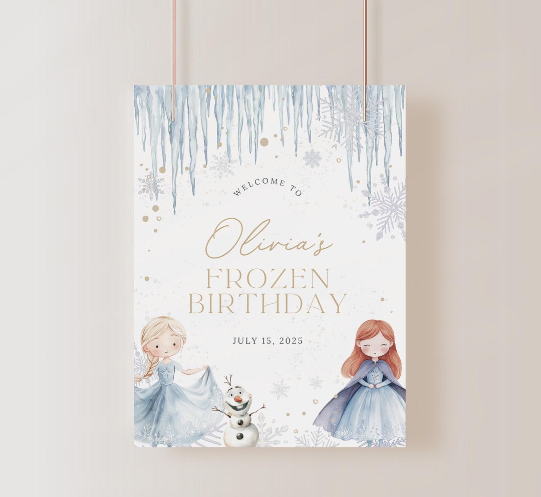 Frozen Birthday Welcome Sign: Winter Onederland Party Decor (digital ...