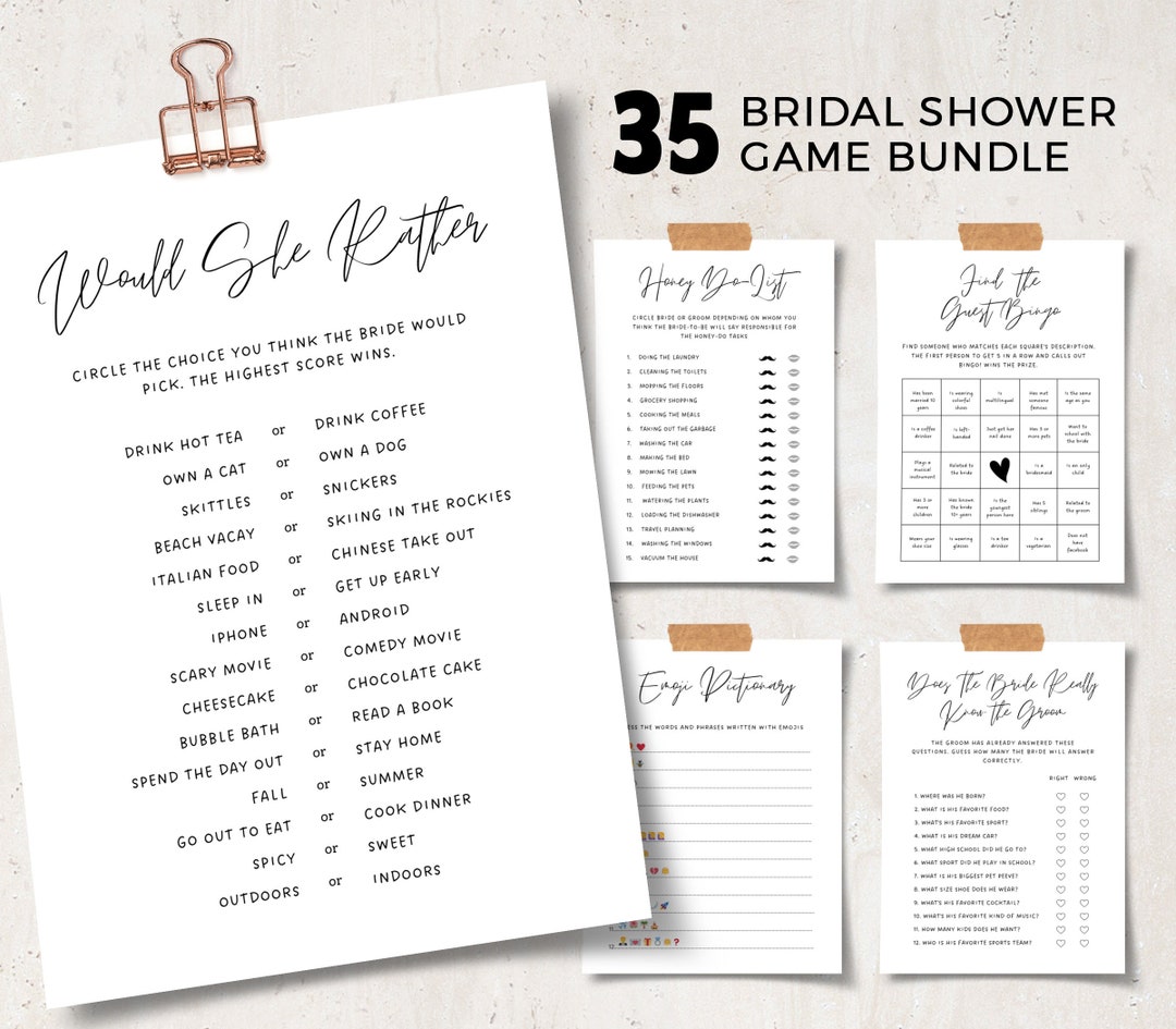 Bridal Shower Games, Minimalist Bridal Shower Games, Simple Modern ...