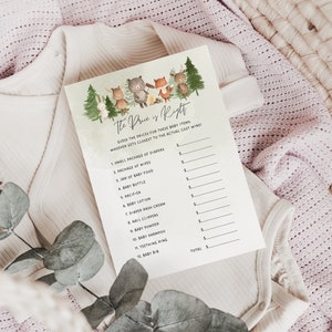 Woodland Baby Shower Games Bundle, Forest Animals Party Games Pack ...