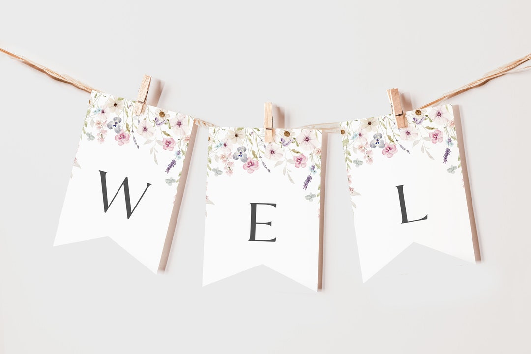 Wildflower Bunting: Editable Floral Banner Template (digital Download ...