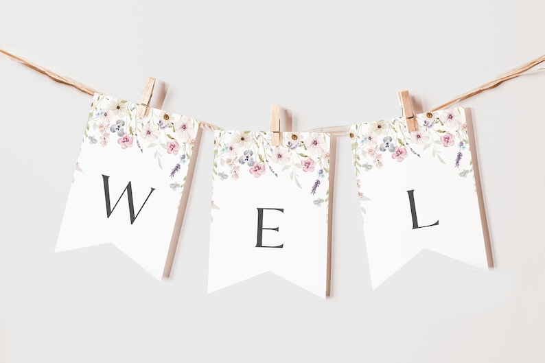 Wildflower Bunting: Editable Floral Banner Template (digital Download ...