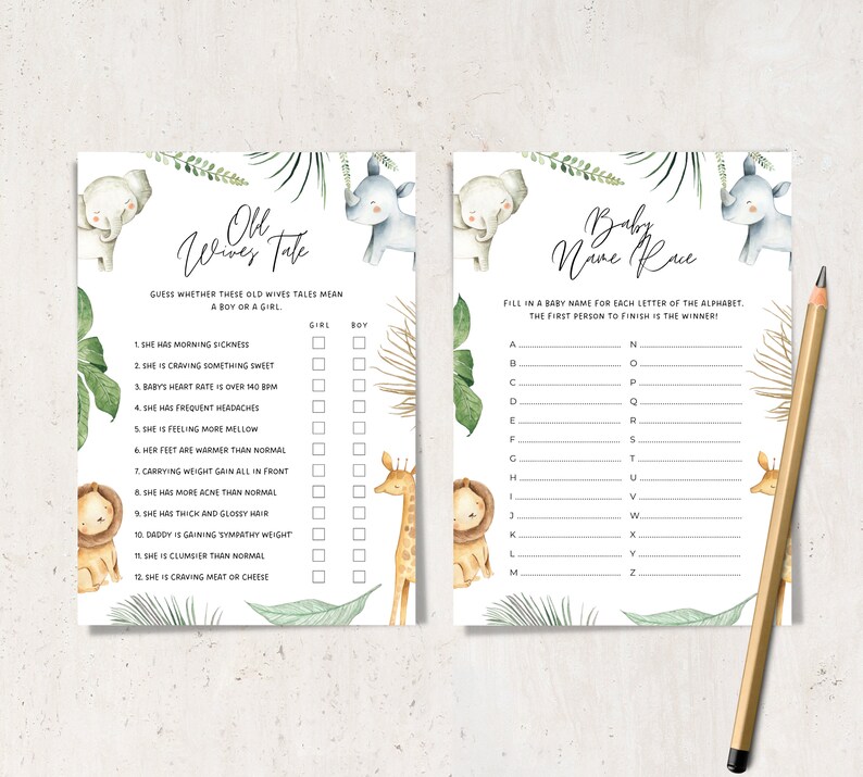 Safari Baby Shower Games Bundle Jungle Party Games Pack - Etsy