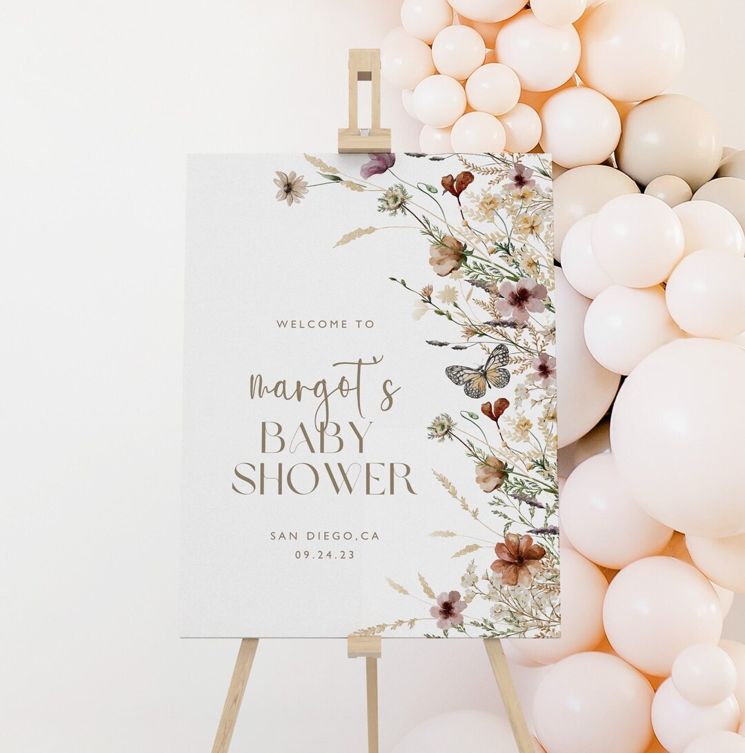 Baby Shower Welcome Sign, Wildflower Baby Shower Sign, Fall Floral ...