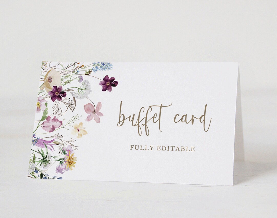 Wildflower Food Labels Template, Purple Wildflower Buffet Card, Shower ...