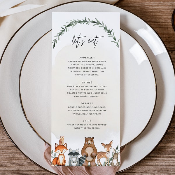 Wedding Menu Template Canva Forest - Etsy Australia