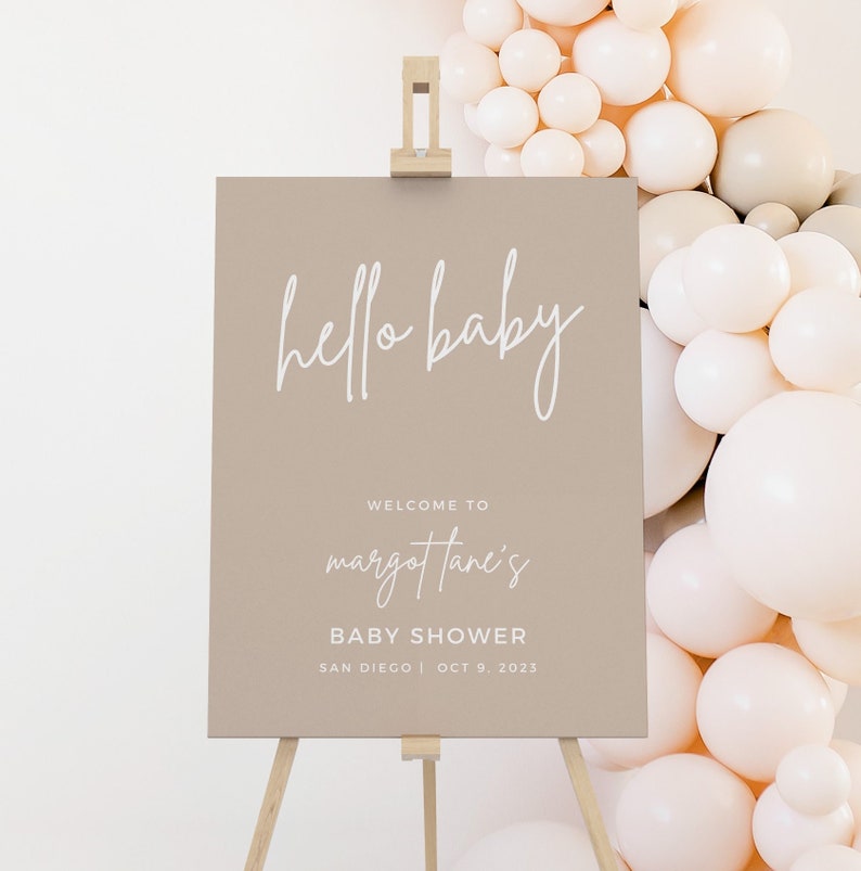 Minimalist Baby Shower Welcome Sign Beige Minimal Baby Shower - Etsy