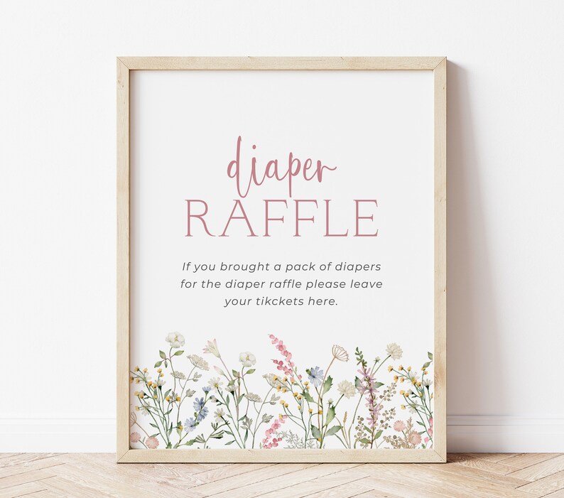 Diaper Raffle Sign and Tickets Wildflower Baby Shower Game - Etsy