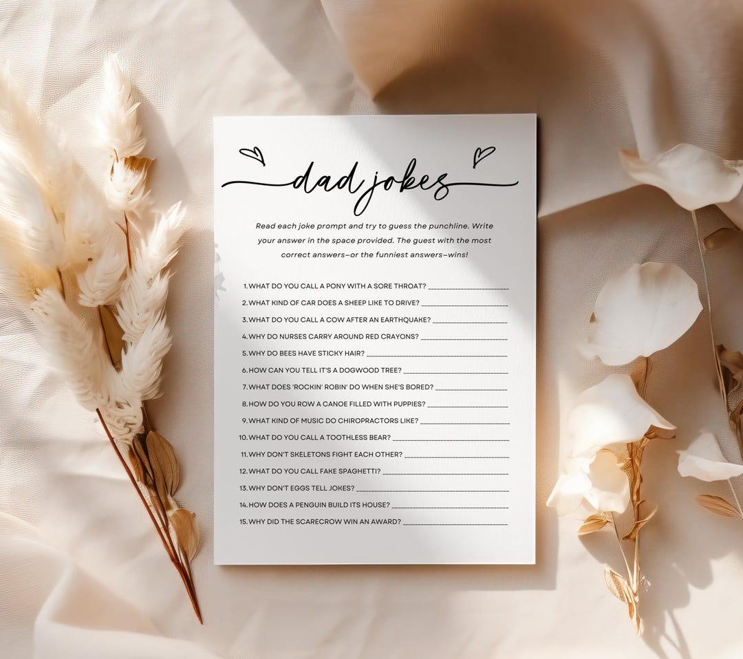 Dad Jokes Baby Shower Game: Printable Dad Jokes Game, Dad Jokes Trivia ...