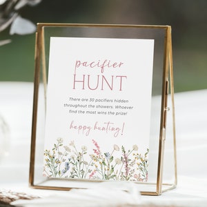 Wildflower Pacifier Hunt Game, Baby Shower Sign, Floral Pacifier Hunt ...