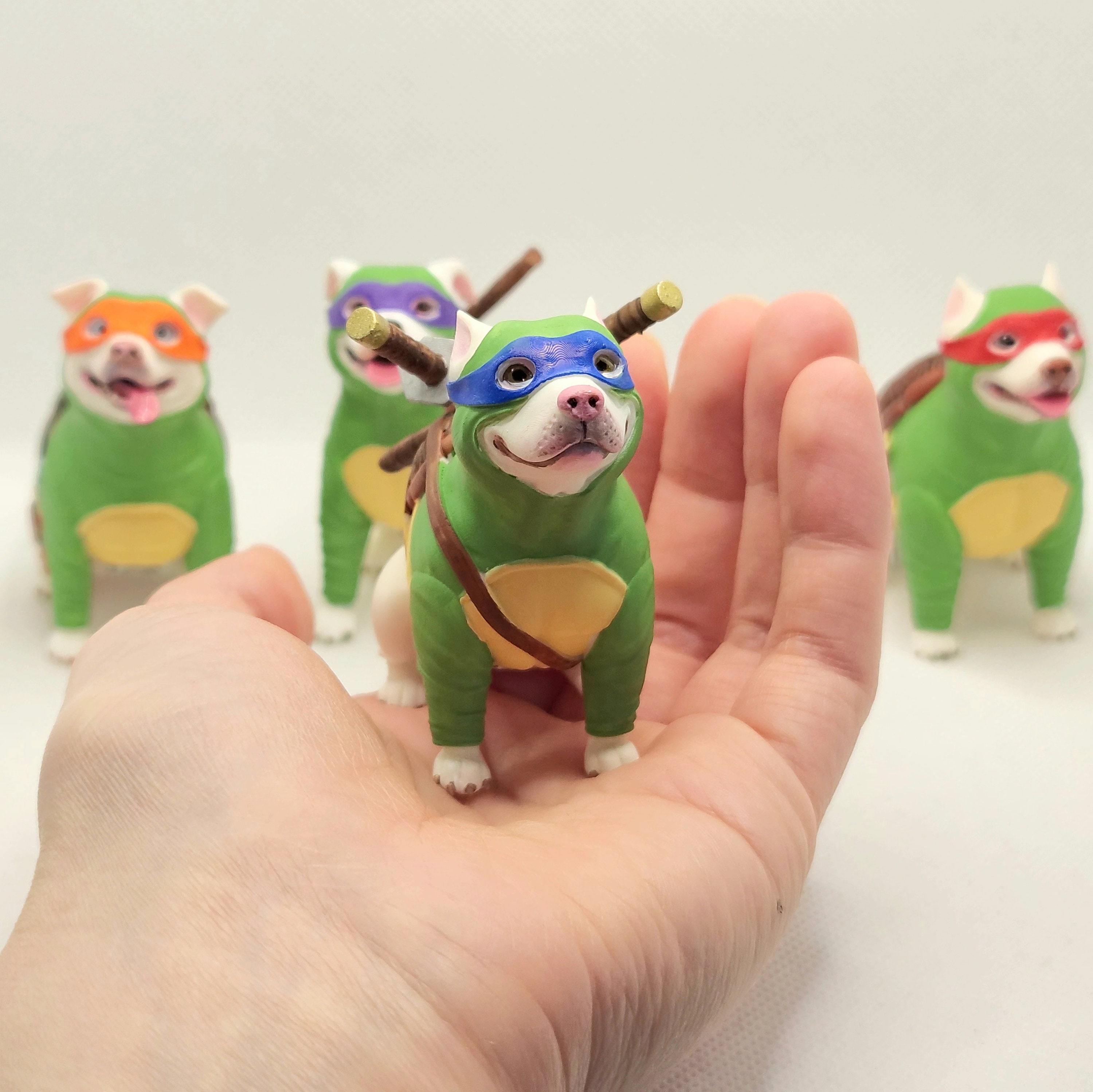 Ninja Turtle Pitbulls Fancy Furries Figurines Adorable - Etsy