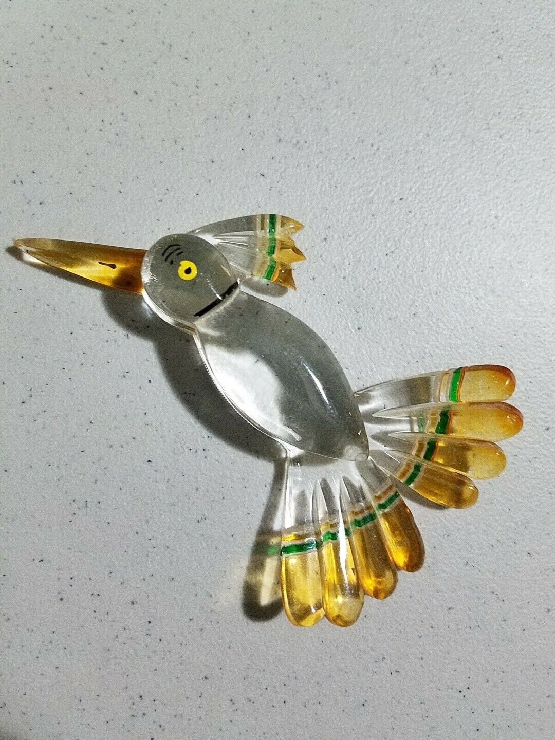 3.5in/nos Antique Vintage Ca.1950s/carved Lucite HUMMING BIRD PART W/o ...