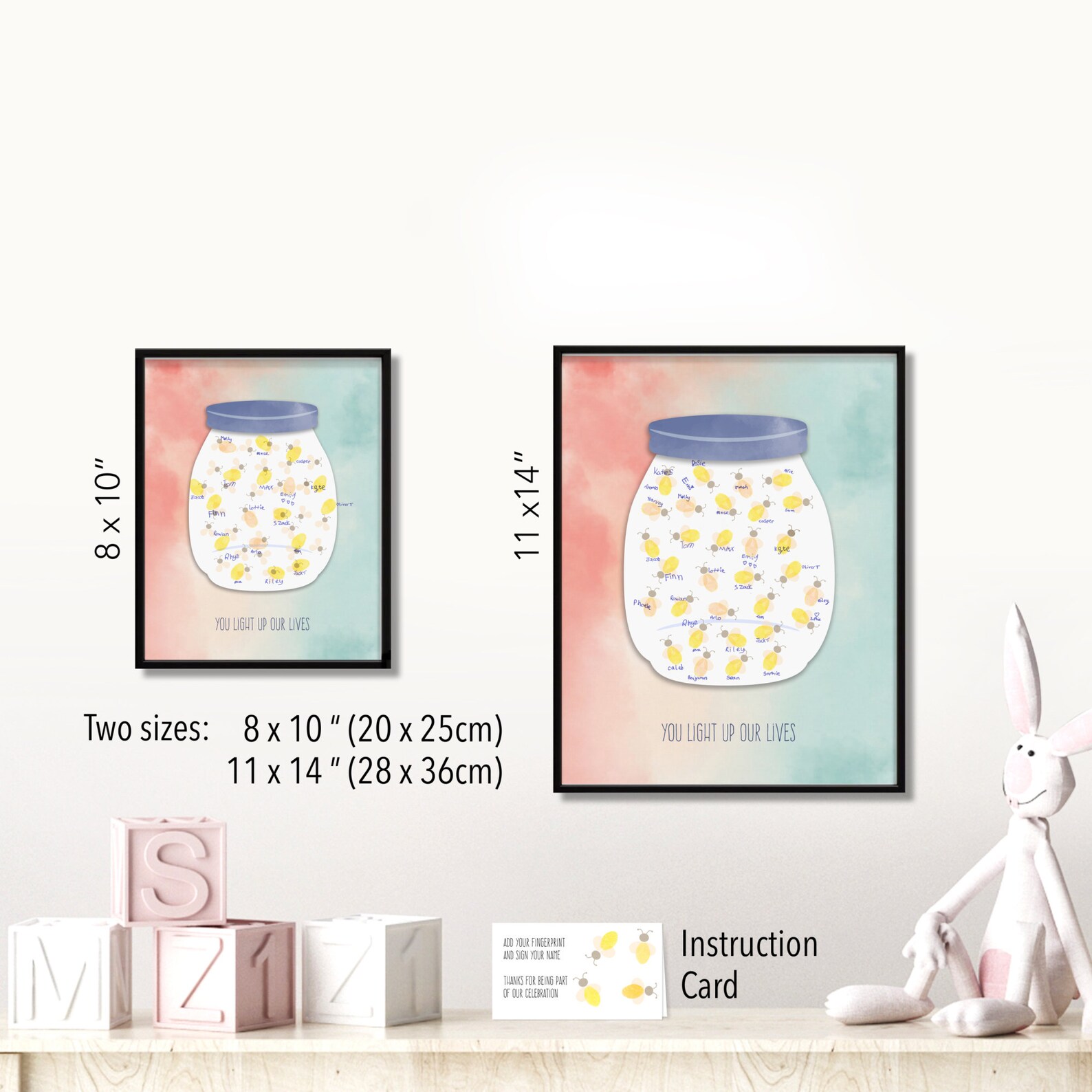 Fingerprint Art Firefly Poster, Teacher Appreciation Gift, Thank You to ...