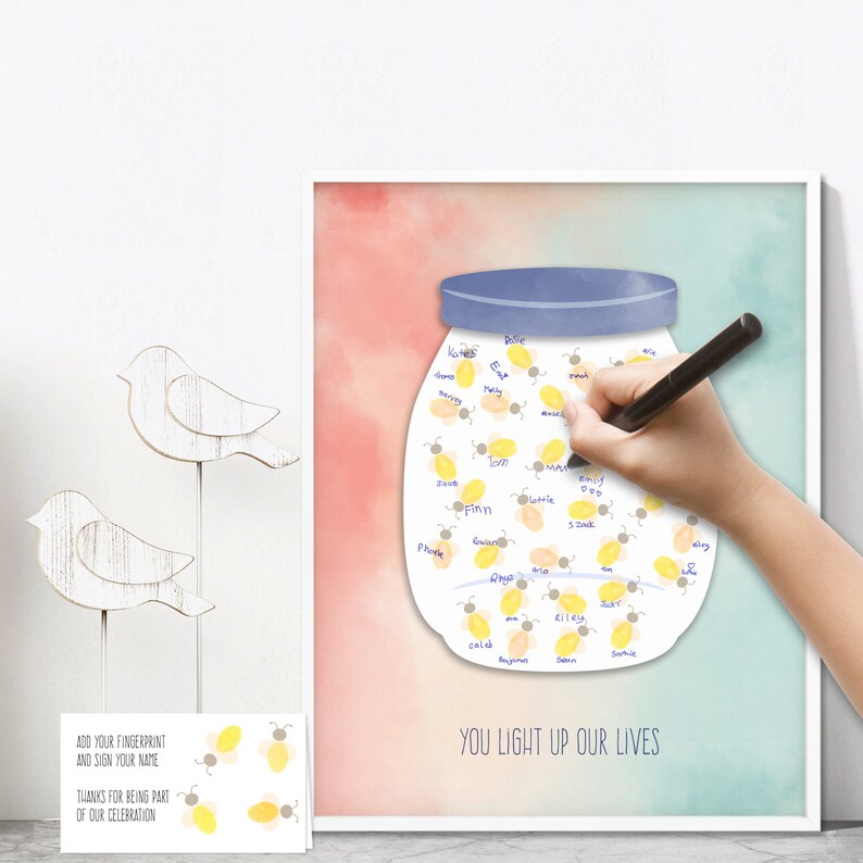 Fingerprint Art Firefly Poster, Teacher Appreciation Gift, Thank You to ...