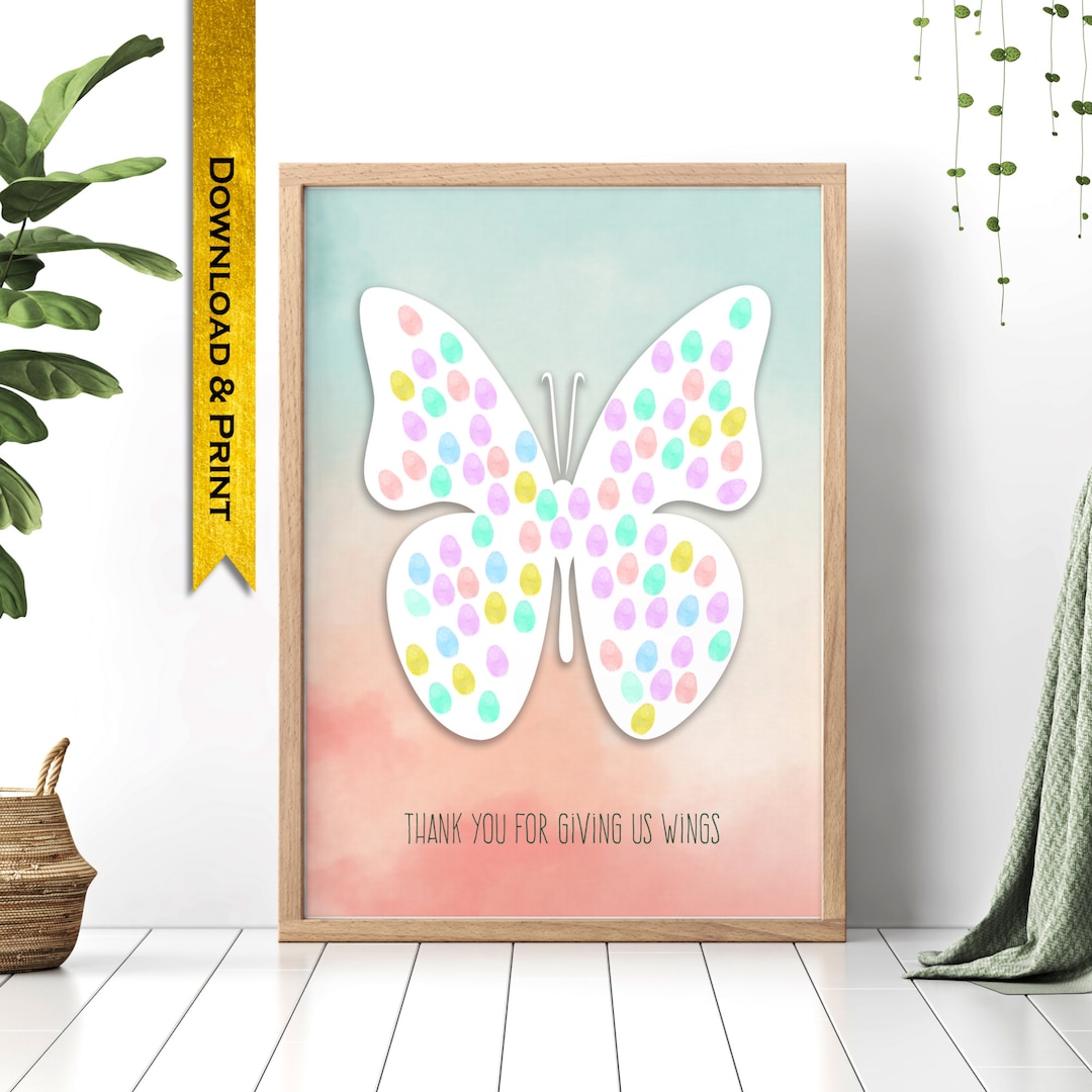Butterfly Fingerprint Art: Teacher Appreciation Gift (8x10, 11x14, PDF ...