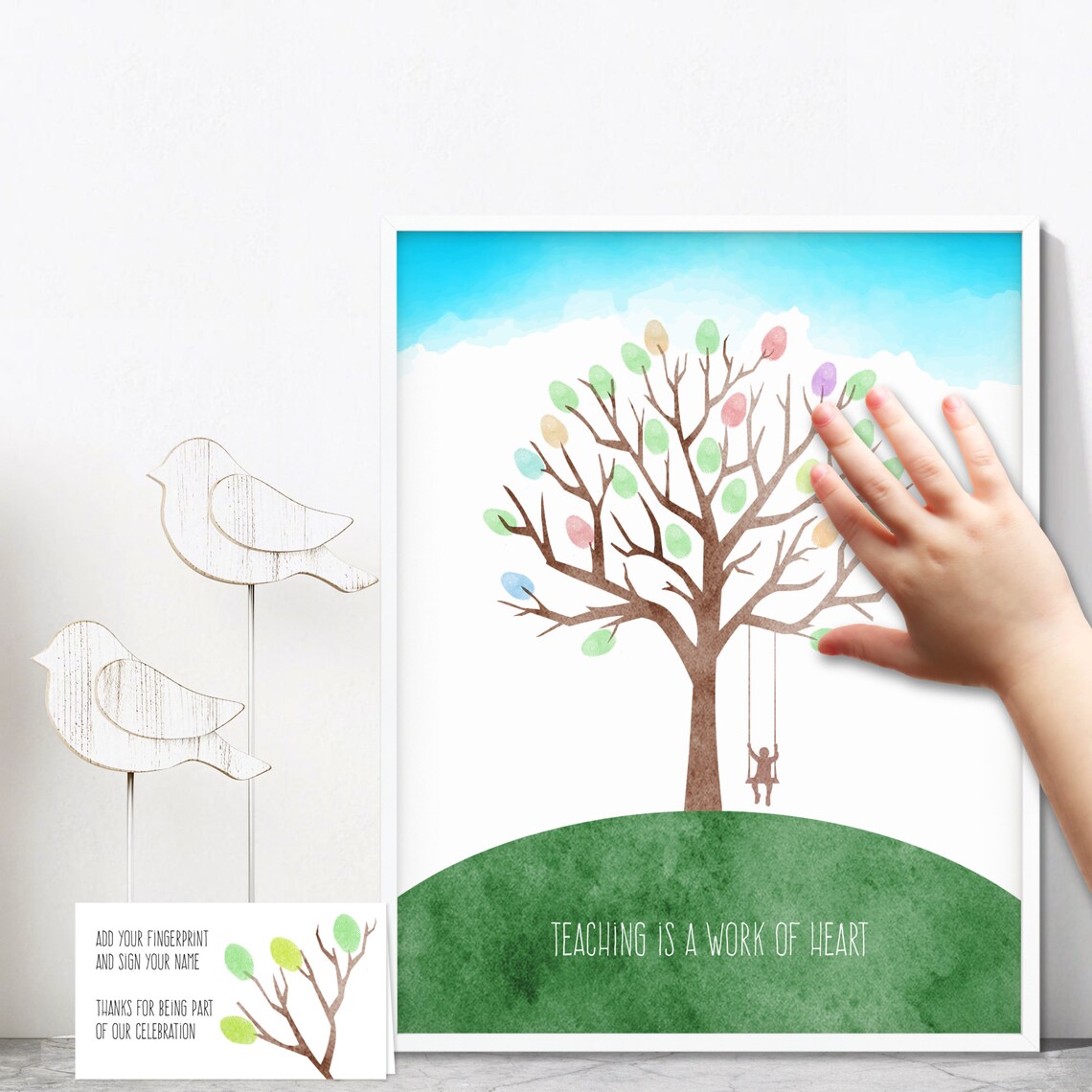 Teacher Gift Fingerprint Art Tree DIY Art Project - Etsy