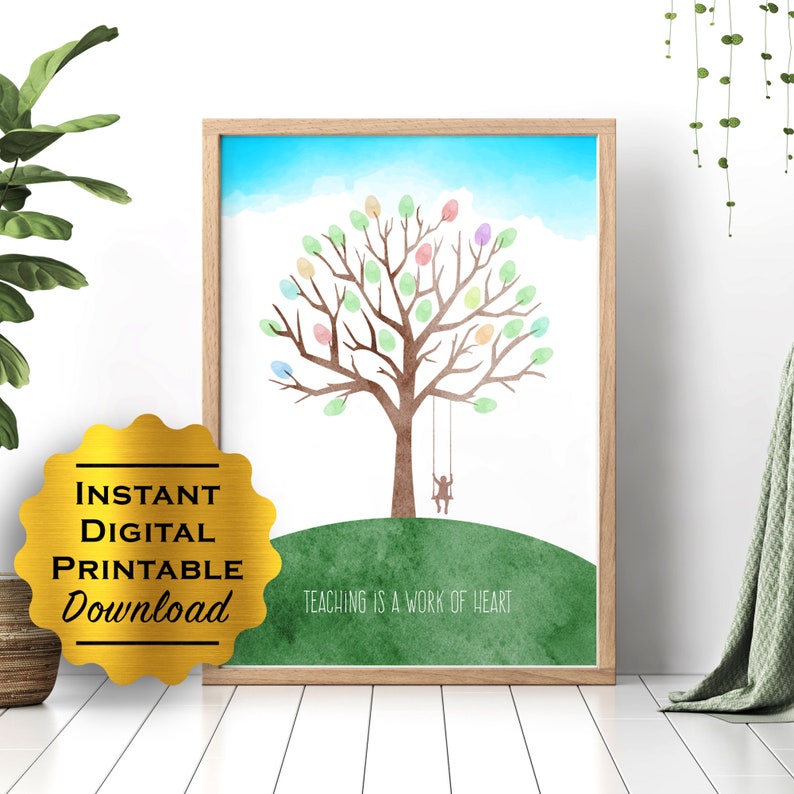 Teacher Gift Fingerprint Art Tree DIY Art Project - Etsy