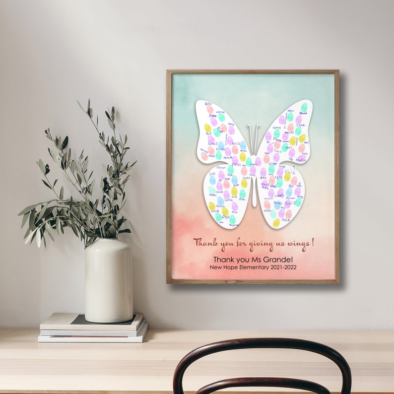 Fingerprint Poster Canva Template, Butterfly Guestbook Alternative ...