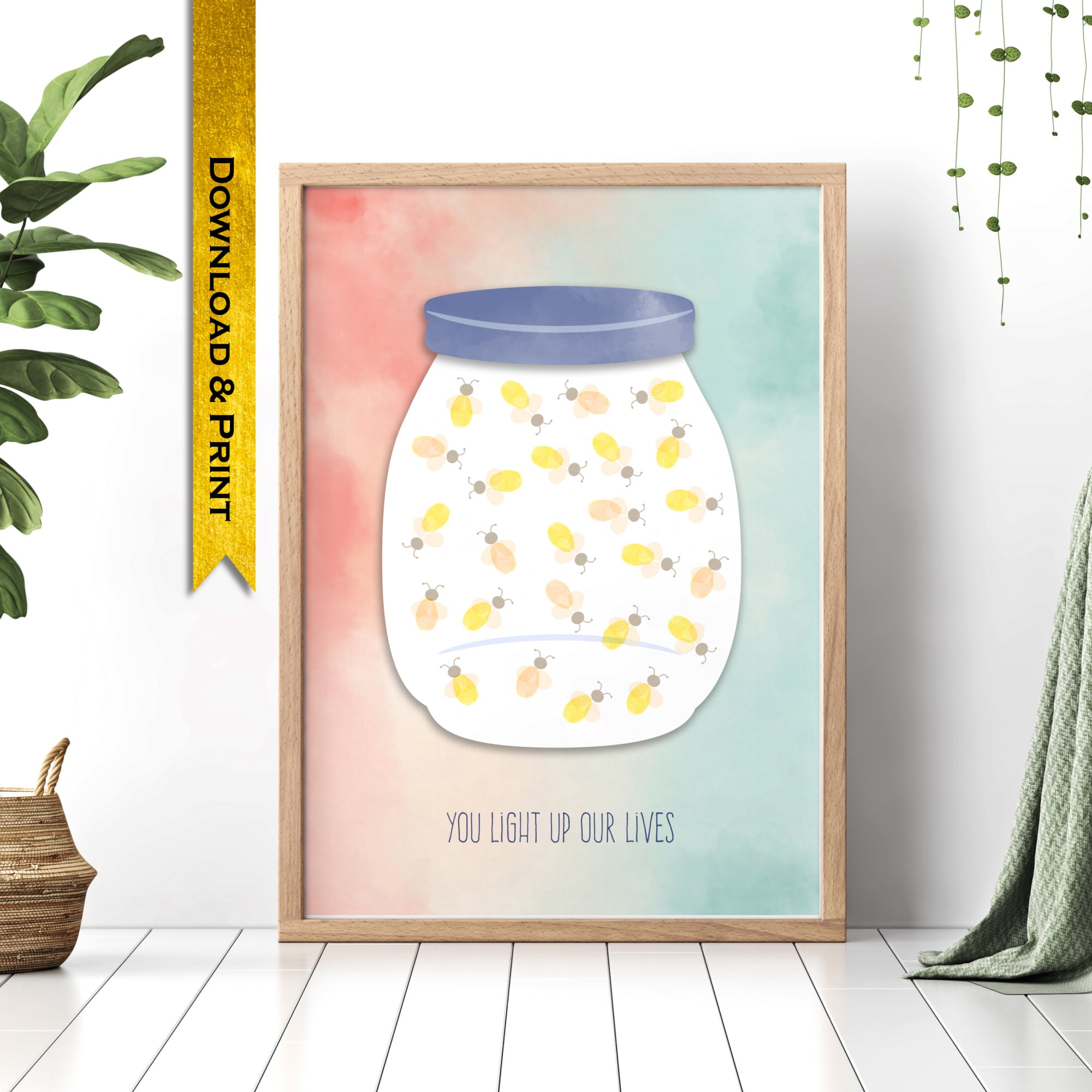 Fingerprint Art Firefly Poster, Teacher Appreciation Gift, Thank You to ...