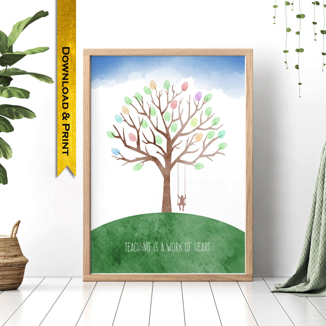 Teacher Gift Fingerprint Art Tree DIY Art Project - Etsy