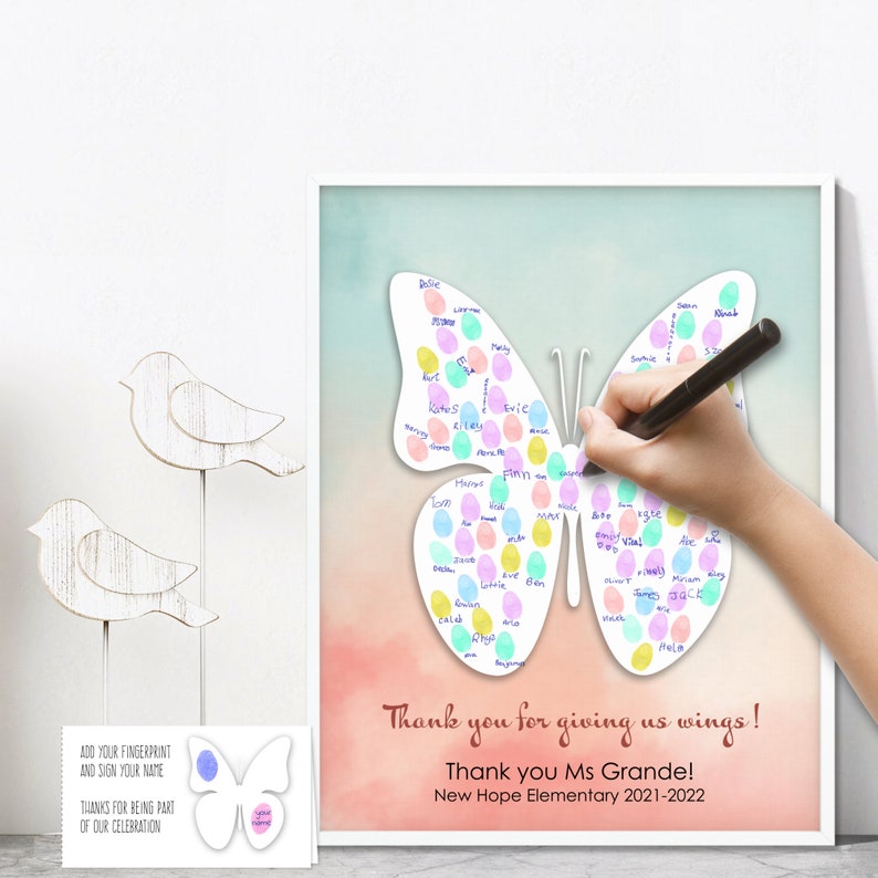 Fingerprint Poster Canva Template, Butterfly Guestbook Alternative ...