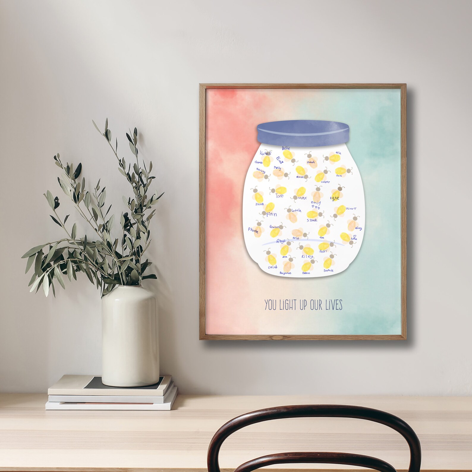 Fingerprint Art Firefly Poster, Teacher Appreciation Gift, Thank You to ...