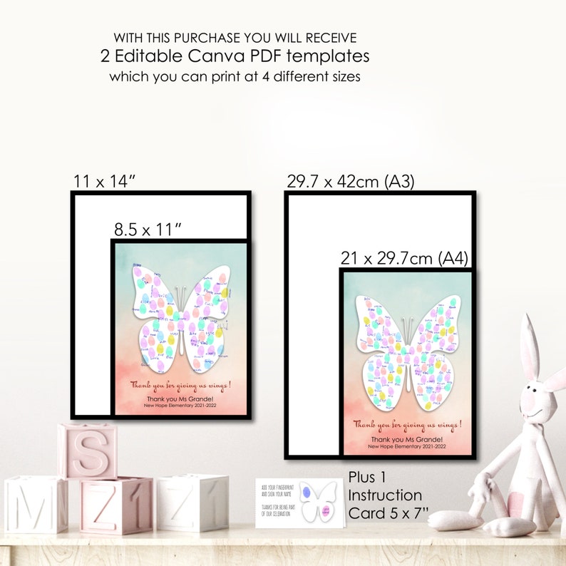 Fingerprint Poster Canva Template, Butterfly Guestbook Alternative ...