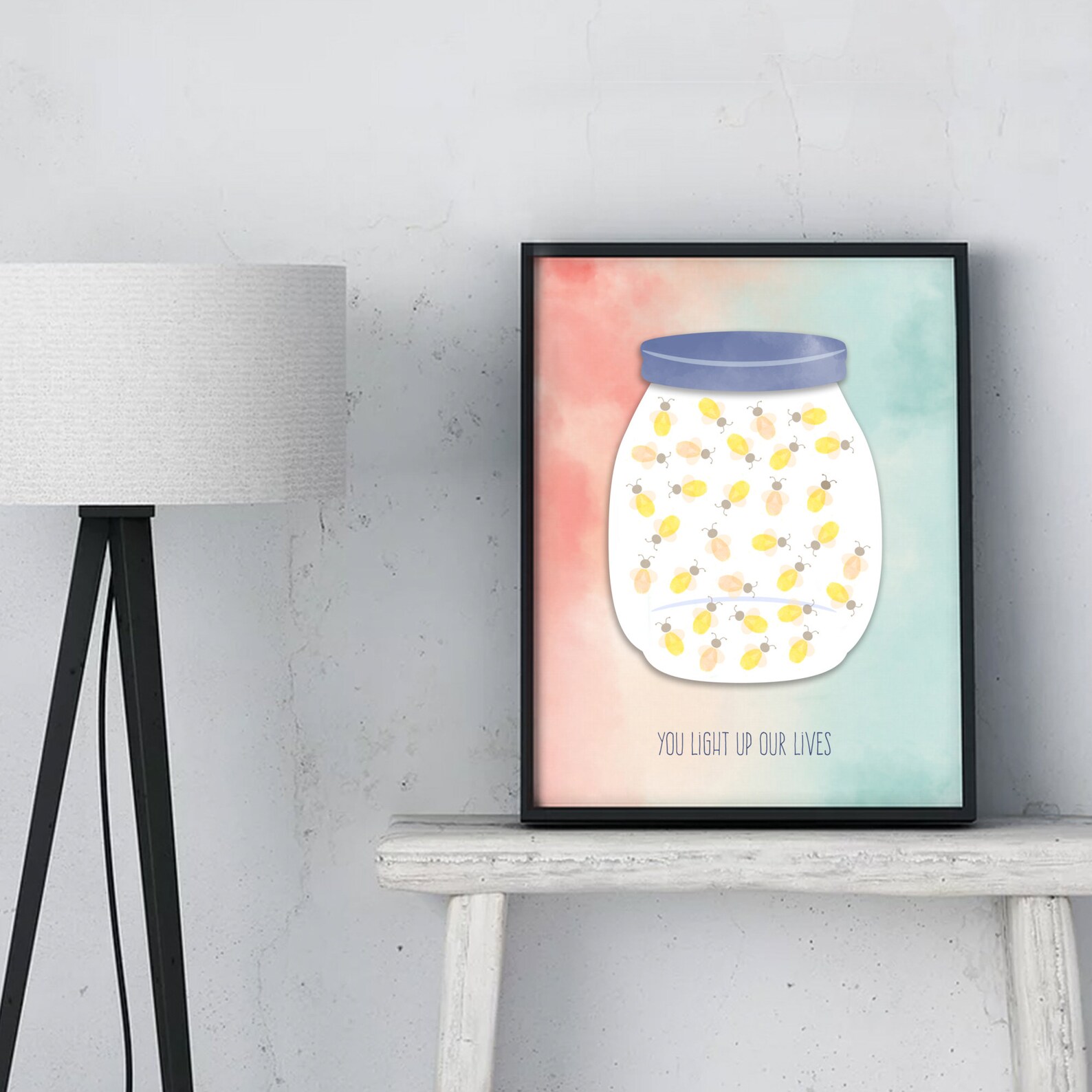 Fingerprint Art Firefly Poster, Teacher Appreciation Gift, Thank You to ...