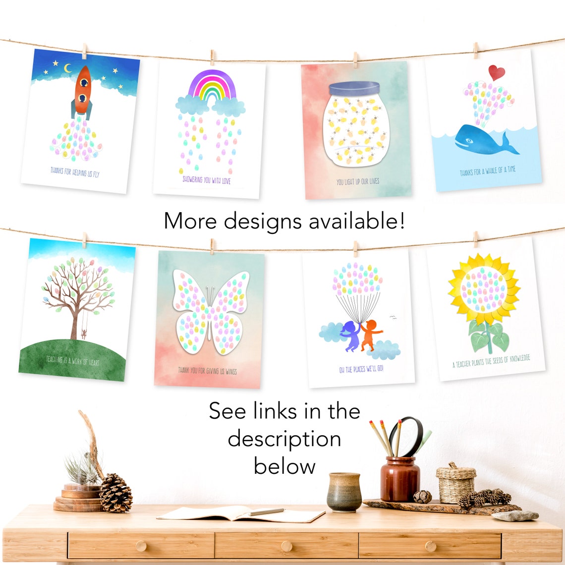 Fingerprint Art Firefly Poster, Teacher Appreciation Gift, Thank You to ...