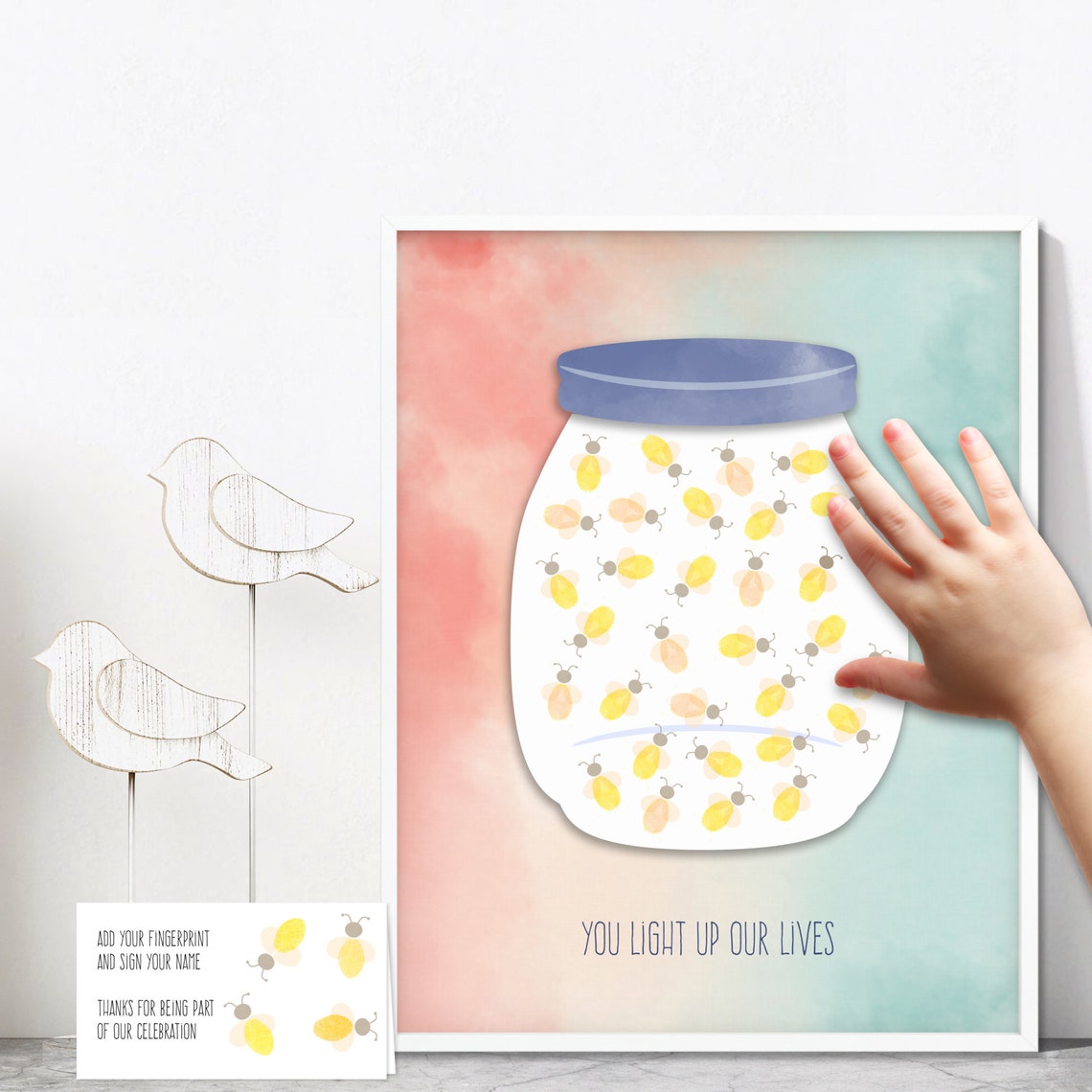 Fingerprint Art Firefly Poster, Teacher Appreciation Gift, Thank You to ...