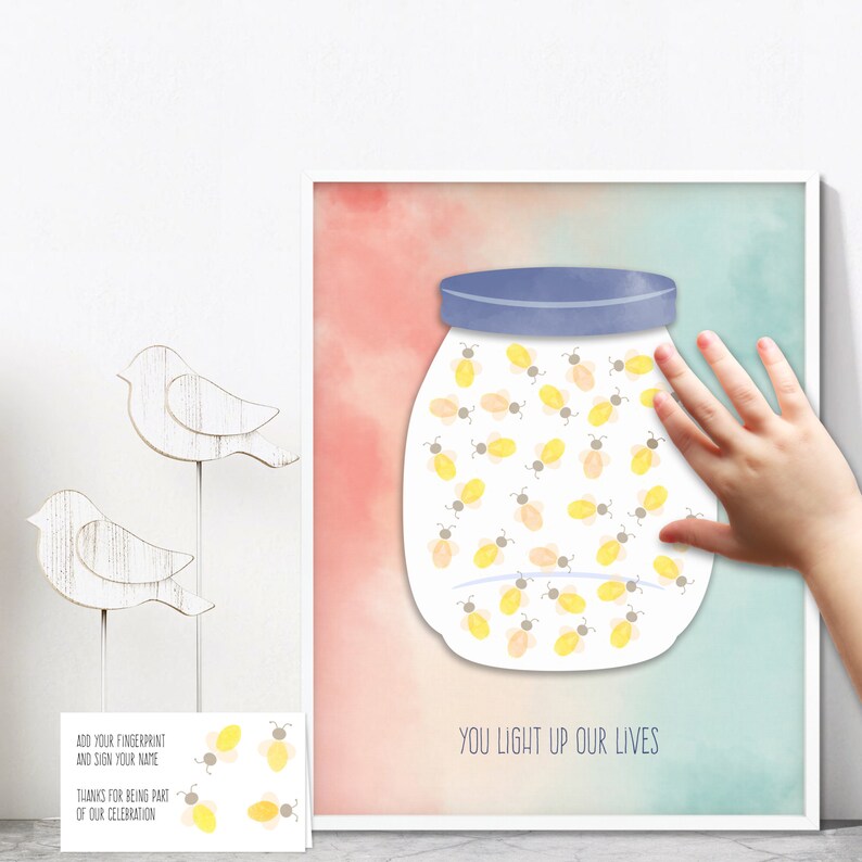 Fingerprint Art Firefly Poster, Teacher Appreciation Gift, Thank You to ...