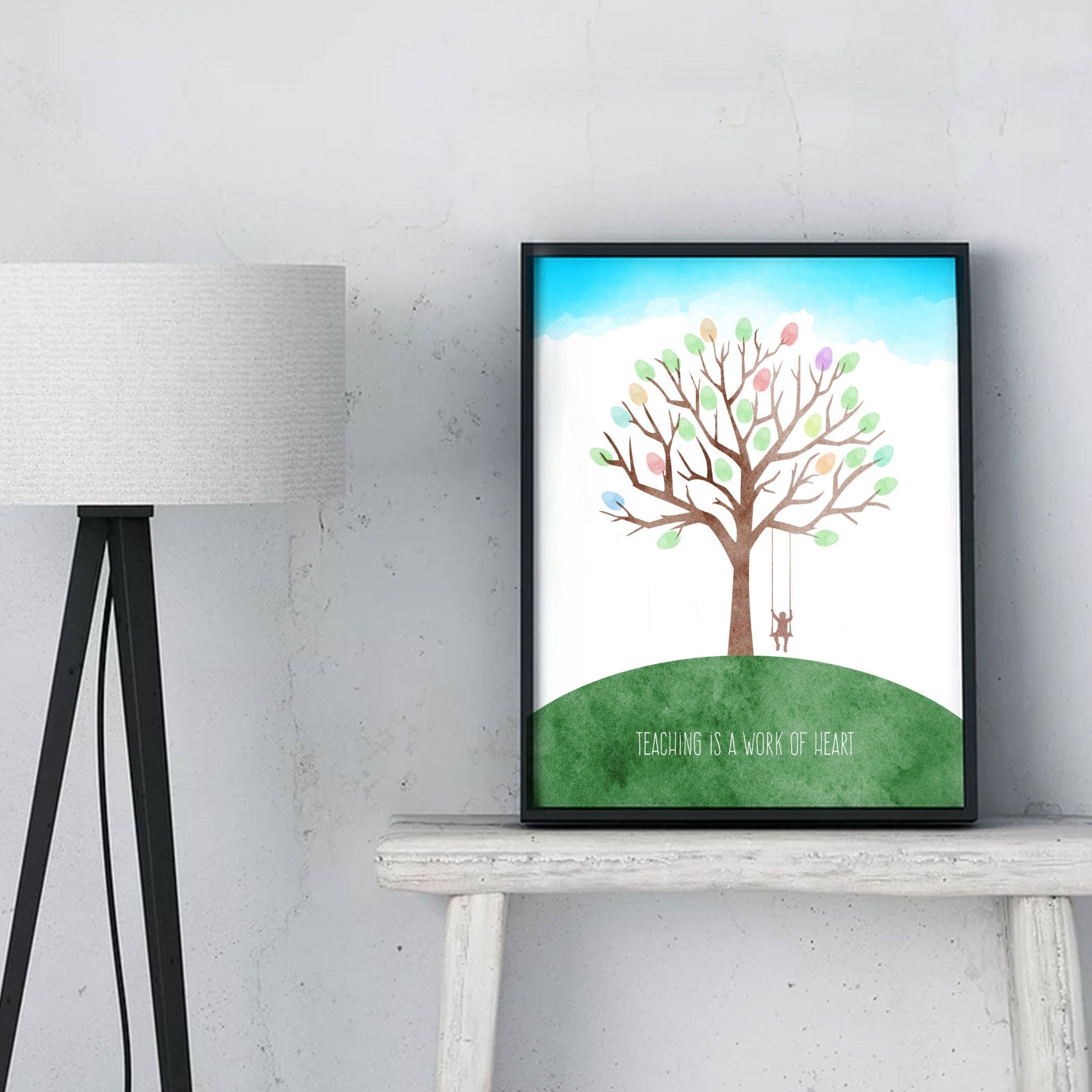 Teacher Gift Fingerprint Art Tree DIY Art Project Printable Download by ...