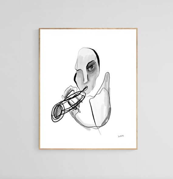 Trumpet Player Drawing
