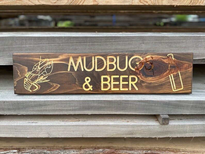 MUDBUGS & BEER, Custom Wood Sign, Crawfish, Cajun Gift, Louisiana ...