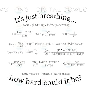 Respiratory Therapy Formulas, Respiratory Therapist SVG, RT SVG - Etsy