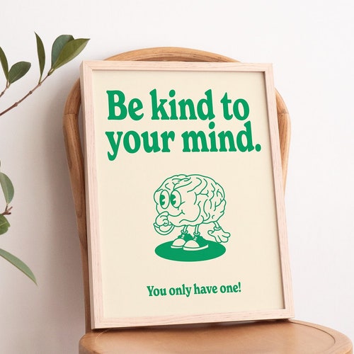 Be Kind to Your Mind Retro Digital Art Print Printable Wall - Etsy