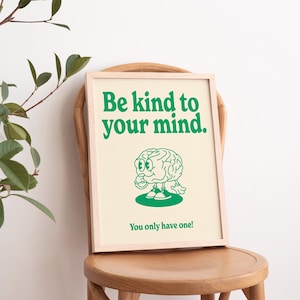 Be Kind to Your Mind Retro Digital Art Print Printable Wall - Etsy