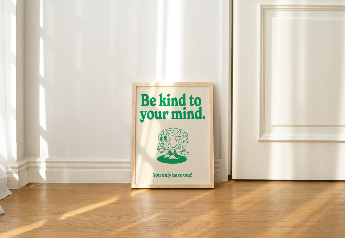 Be Kind to Your Mind Retro Digital Art Print Printable Wall - Etsy